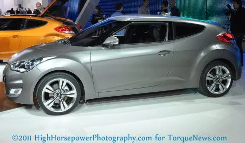A driver's side profile of the 2012 Hyundai Veloster